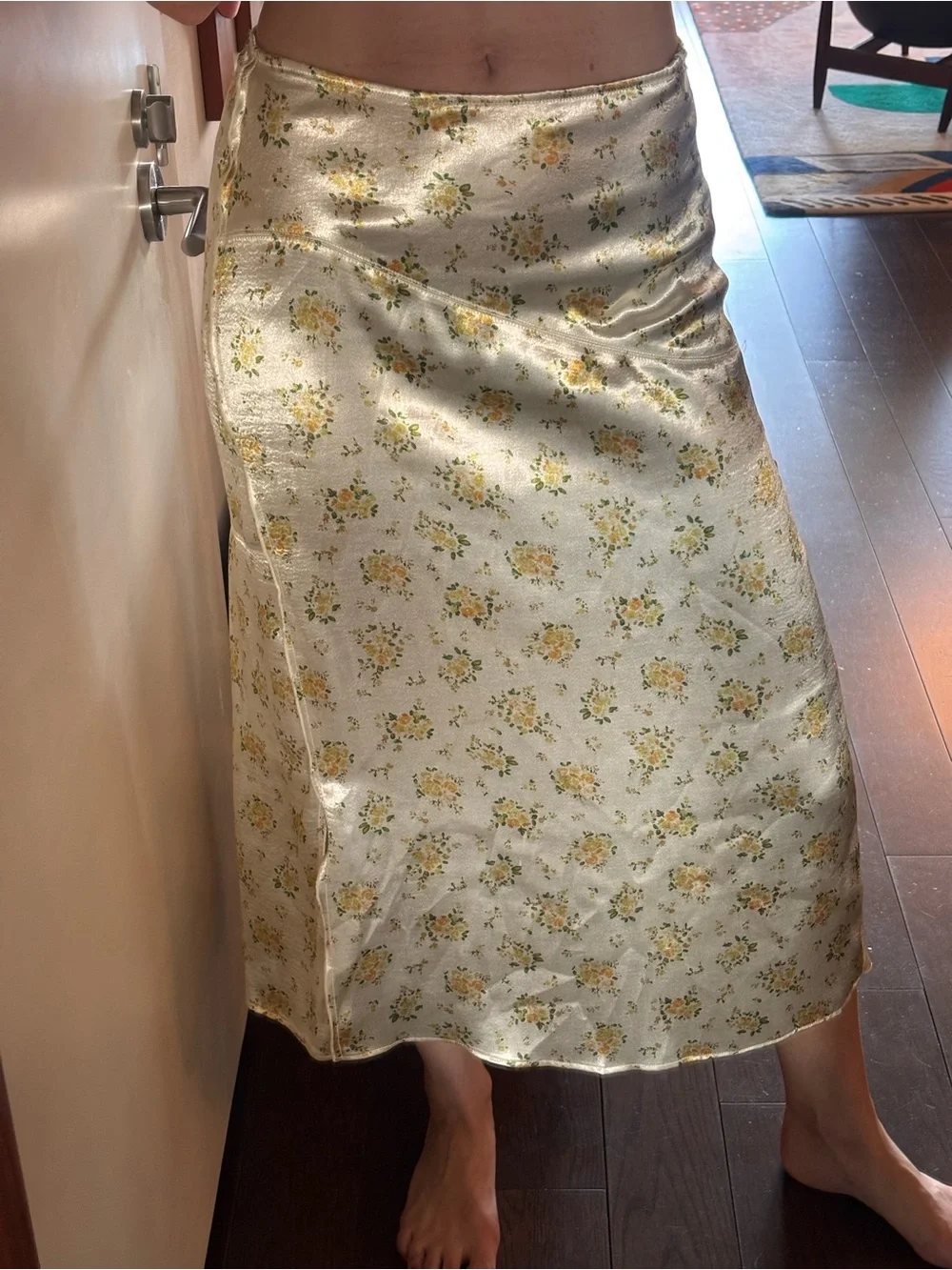 Acne Studios | Skirts | Acne Cream Midi Skirt With Yellow Floral Print ...